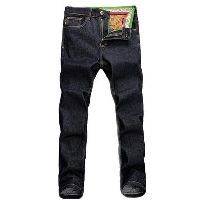 欧货潮流印花底牛仔裤男士高奢韩版弹力修身小脚裤百搭原色牛仔蓝