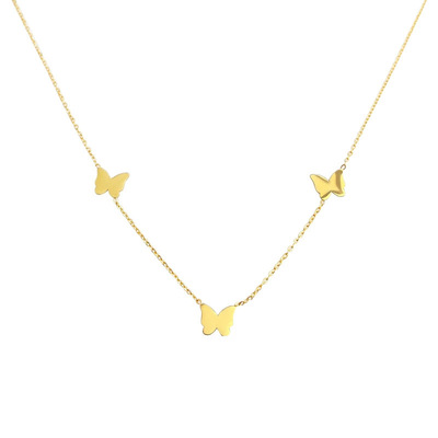 随视觉项链镀18k金蝴蝶锁骨链