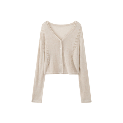 荒荒家 镂空针织开衫2026春夏新款小心机设计慵懒薄款小众外套女