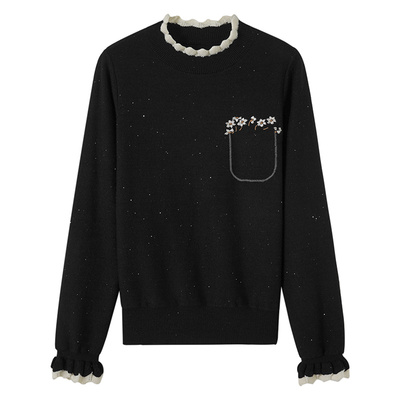 亦白冬季百搭圆领针织衫上衣女