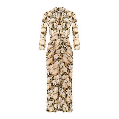 [弹力网纱]DVF2026早春新款V领云朵花卉印花度假连衣裙DL4T001