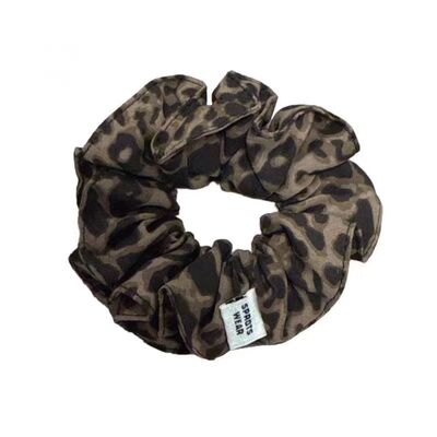 小众复古豹纹大肠发圈丸子头