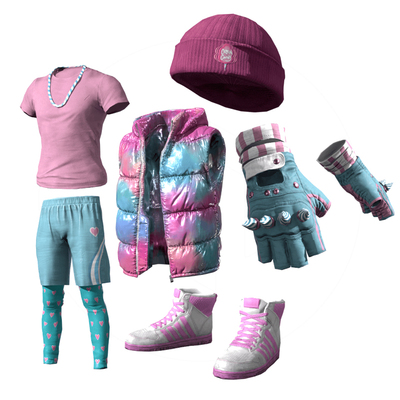 PUBG棉花糖套装蓝手套针织帽CDK