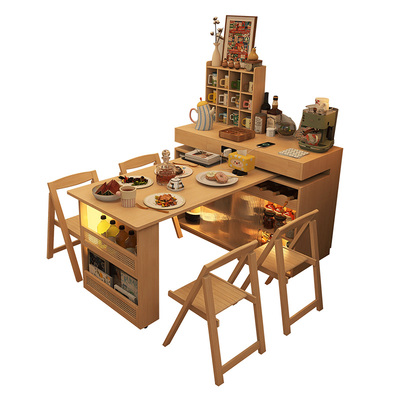 形影家具旋转岛台餐桌原木风吧台