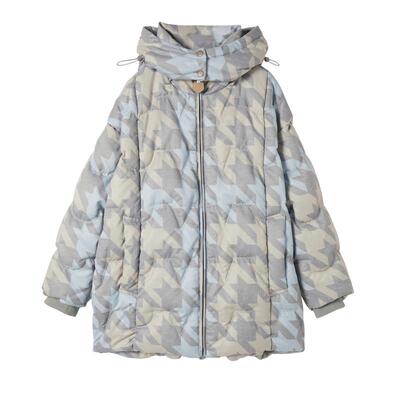 谜底花色羽绒服2025年冬季新品千鸟格时髦温暖亲肤女254MY1712