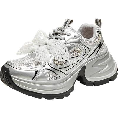 百思图2025夏季新款商场同款时髦运动老爹鞋厚底女休闲鞋D5298BM5