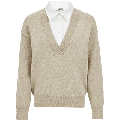 ONLY含绵羊毛假两件毛衣针织衫