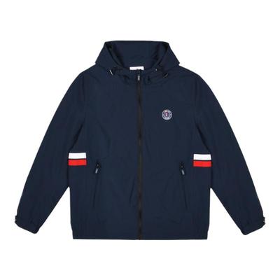 Raidy Boer雷迪波尔春秋男装连帽运动胸章撞色条纹夹克外套3326