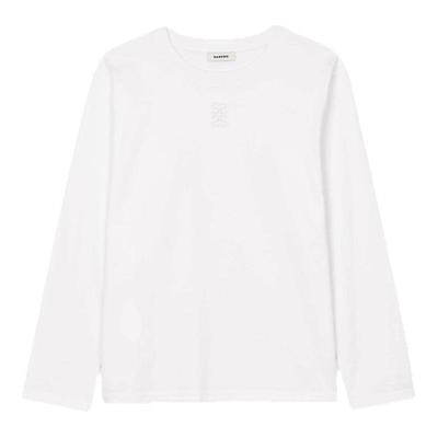 SANDRO法式镂空字母白色棉质T恤