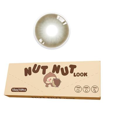 【禁忌之果】坚果力美瞳日抛10片装闷青色轻混血绿色美瞳中小直径