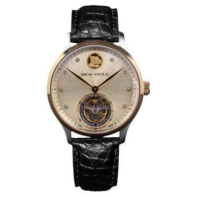 海鸥表24K足金陀飞轮机械表限量款商务建军大业男士高档手表5052G