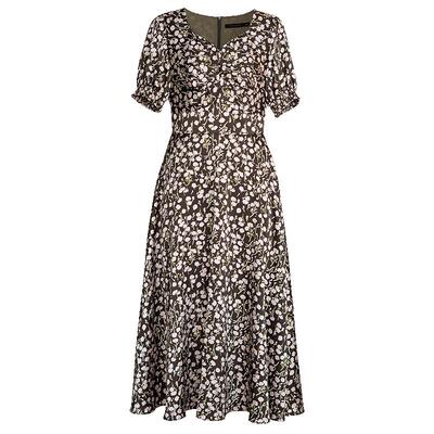 罗衣法式缎面茶歇连衣裙