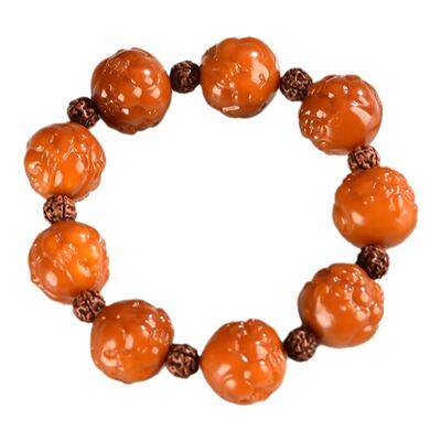 景禾和田玉黄沁貔貅手串