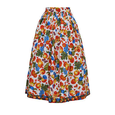 Chings 法式复古定制棉布印花半身裙 高腰赫本风A字大摆裙伞裙夏