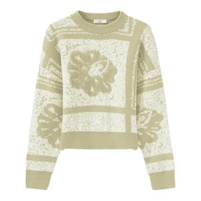 【商场同款】HPLY荷比俪冬季新款女提花拼织珠片钻饰套头毛衣