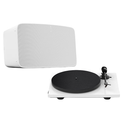 SONOS Five 桌面WiFi音响搭宝碟黑胶唱片机E1 BT发烧HiFi音箱套装