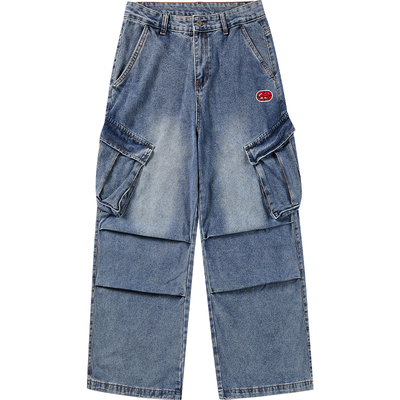 ecko红犀牛水洗大口袋阔腿牛仔裤