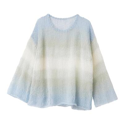 原隐圆领复古宽松毛线渐变手织