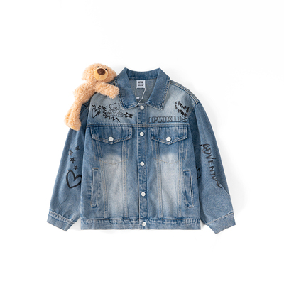 泰迪熊女童牛仔外套春秋休闲
