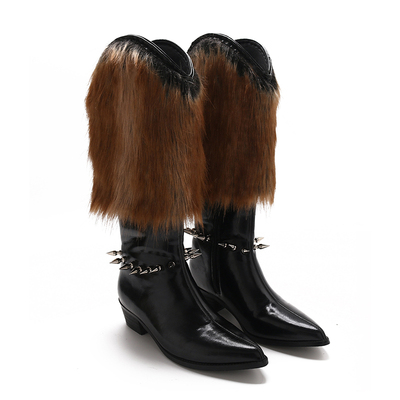 SINKing暗黑哥特中跟铆钉牛仔靴