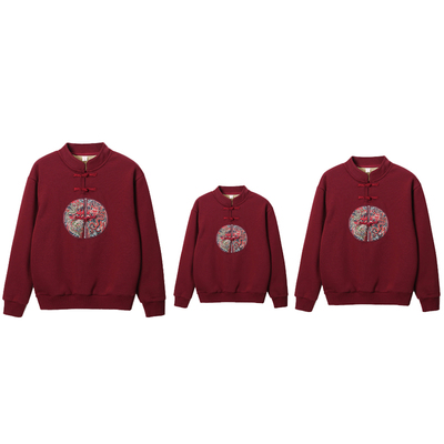 亲子装秋冬一家四口国风汉服卫衣