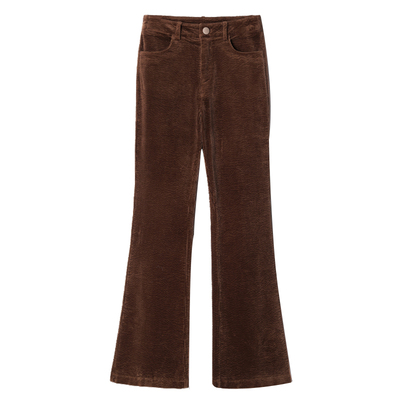 高腰显瘦加绒加厚长裤条绒微喇裤