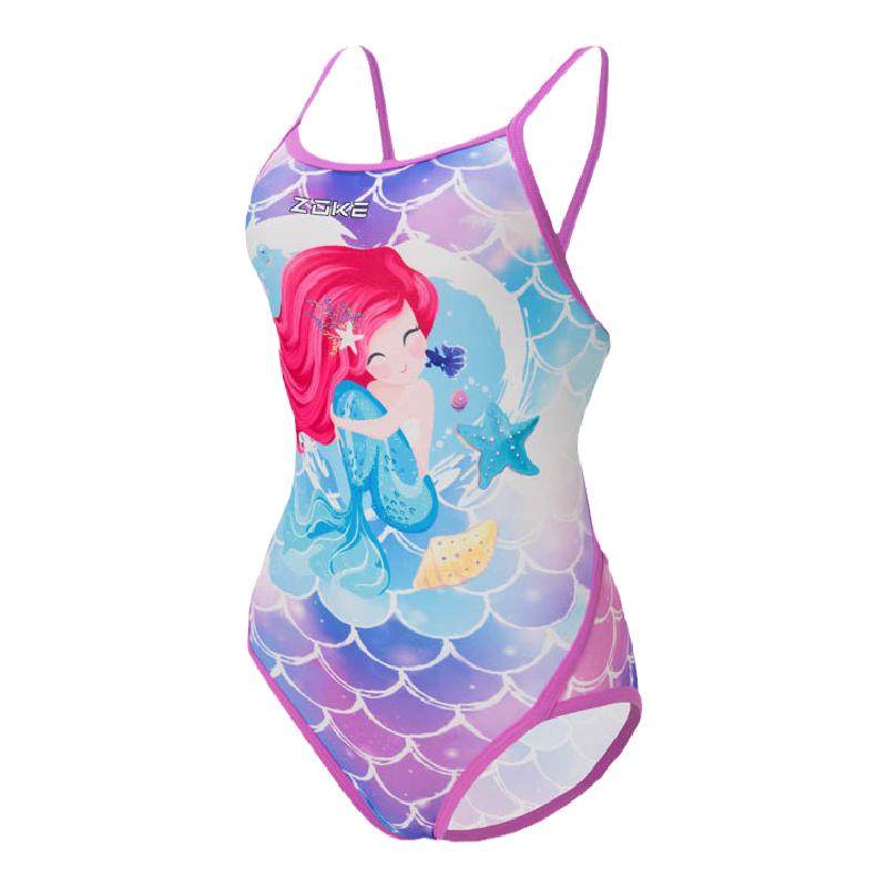 洲克儿童泳衣zoke新款女孩女童中大童专业训练速干竞速连体游泳衣_虎窝淘