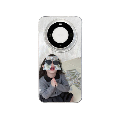 苹果13pm发财墨镜女孩红米NOTE15羽纱卡通适用iPhone14PLUS手机壳可爱小众17ProMax高级感硬华为NOVA16带挂绳