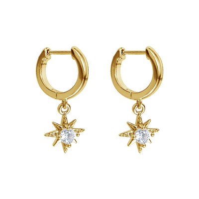 KNA珂娜「闪耀恒星」八角星芒耳圈316L医用钛钢耳扣小钻耳钉耳饰