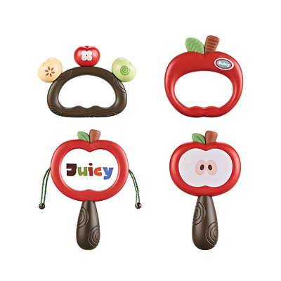 儿童沙锤新生婴儿抓握训练乐器安抚摇铃宝宝沙铃早教追视追听红色