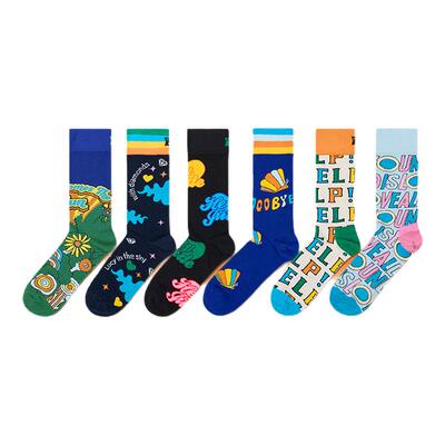 【春夏款】Happy Socks X 披头士联名袜子设计师创意图案中筒袜