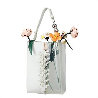 真皮透明斜跨立体脊柱精致托特包