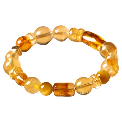 天然黄水晶手串黄塔晶花珀