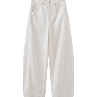 播 bo商场同款白色宽松弯刀裤女26春新款拖地牛仔裤BDT1KD2160