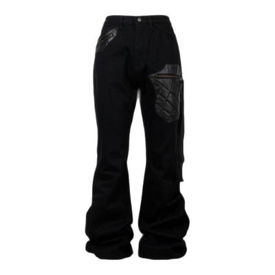 emostanceclub 25FW LEATHER PATCH FLARED JEANS