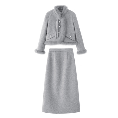 新中式小香风羽绒服套装裙两件套