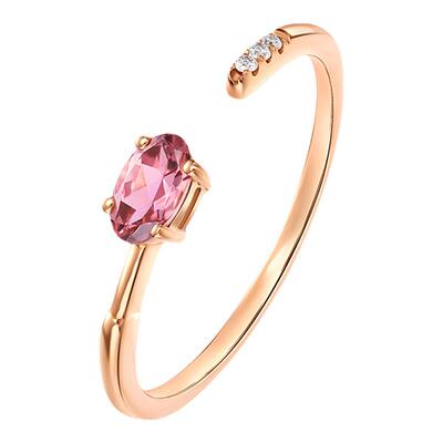 ILCO尤珂18K金天然碧玺开口戒