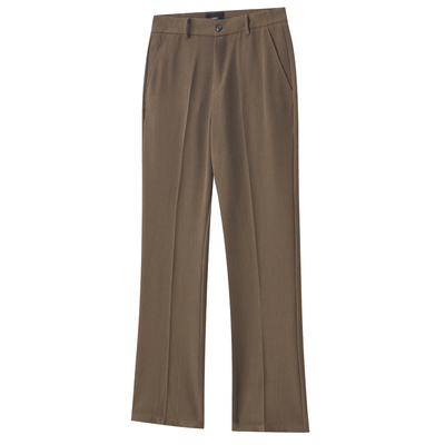 冬季cleanfit合身棕色微喇西裤