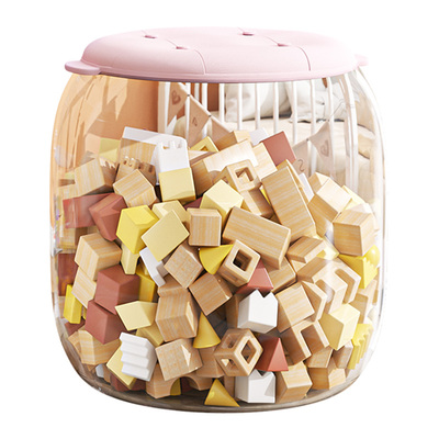 毛绒玩具积木收纳桶透明收纳凳