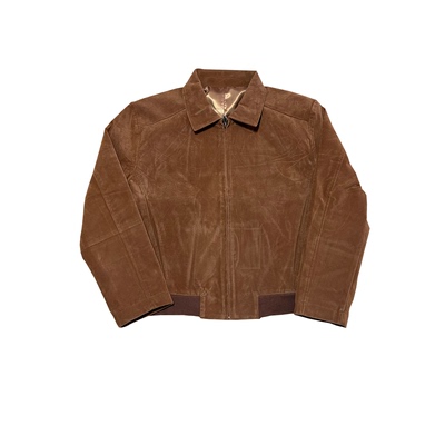 现货】Stay风格进口仿牛绒PU皮合身正肩短款翻领夹克外套潮流款