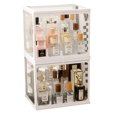 网红玻璃多层防尘香水收纳柜