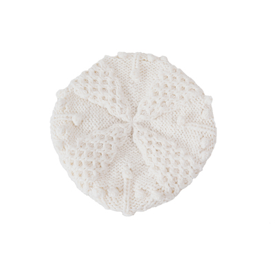 蓝墨竹LMO.Z日系复古针织帽女秋冬新款白色百搭贝雷帽编织画家帽