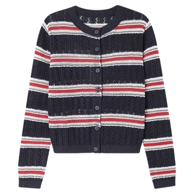 THESOONG/撞色圆领针织开衫上衣HBMY6530