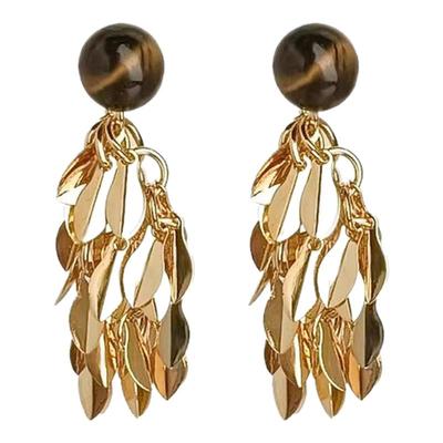 轻奢美拉德金色流苏耳环