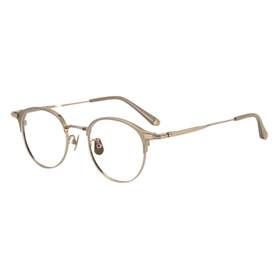 浮光鎏金！隐藏弹弓日本超轻纯钛男潮女复古圆框近视双色眼镜框架