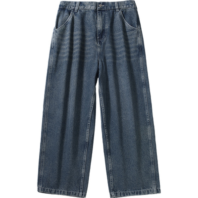 美式复古做旧直筒牛仔裤