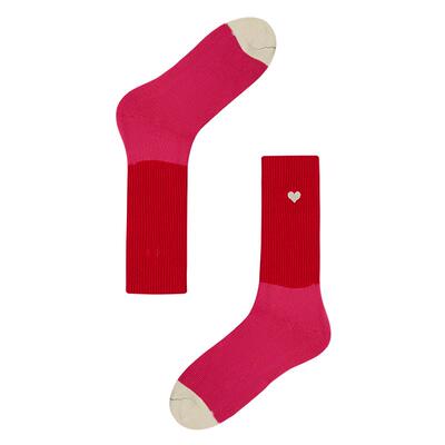 爱心中筒刺绣原创撞色ins潮