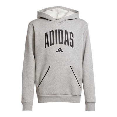 Adidas阿迪达斯正品男女大童灰色加绒卫衣休闲连帽套头上衣JV7336