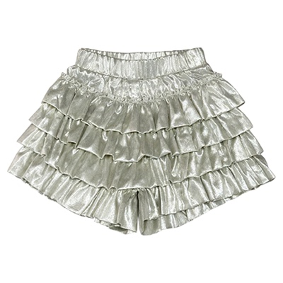 Qimoo淇木25夏季新款童装女童金属色荷叶边短裙裤QSS2KP115A