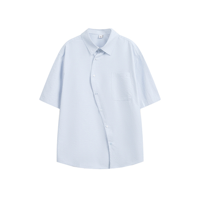 wtmp日系复古不规则门襟短袖衬衫